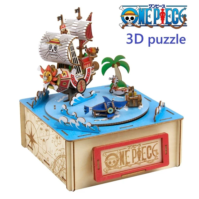 ONE PIECE STRAW Hat Crew with music box wooden 3D puzzle DIY kit from ...