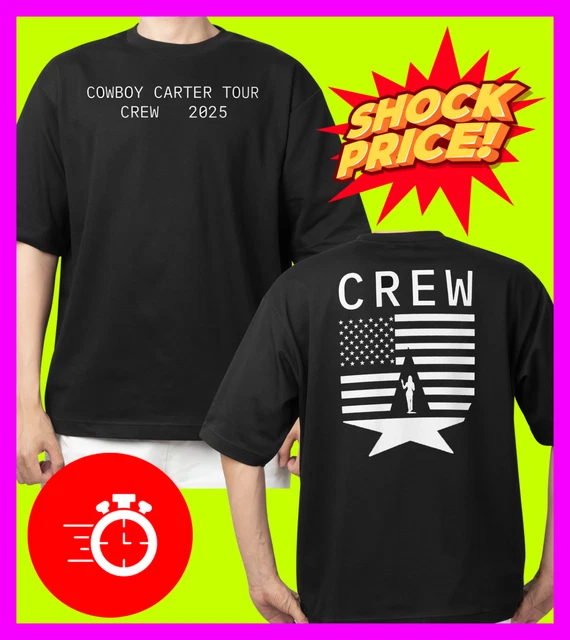 BEYONCE COWBOY CARTER Tour Crew 2025 T-Shirt Black 2Sided $20.99 - PicClick