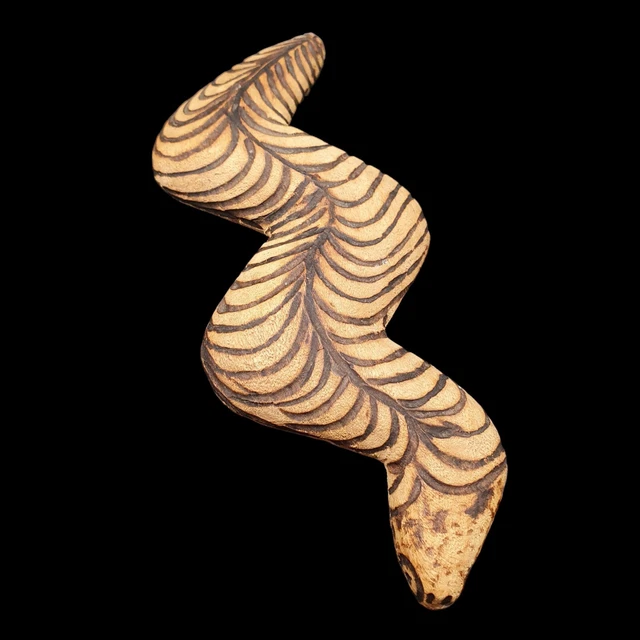 AUSTRALIAN ABORIGINAL CARVED Pokerwork Snake Figure - Reptile Wooden ...