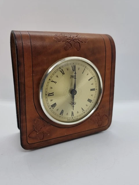 VINTAGE WELSH LEATHER Clock Alaven Designs Cymric Mill Newtown Powys ...