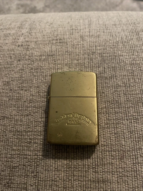 RARE VINTAGE GOLDEN Virginia Flip Top Brass Petrol Lighter £1.99 ...