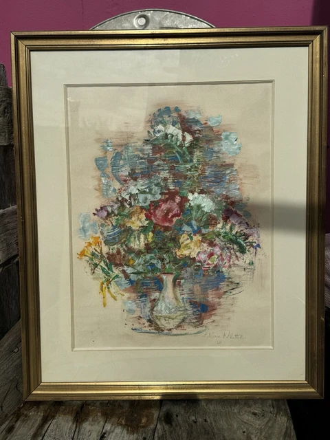 TABLEAU IMPRESSIONISTE,PEINTURE BOUQUET De Fleurs Signé Liliane E.Witteker 1968 EUR 100,00 ...