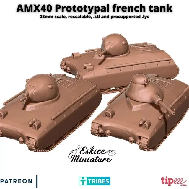 AMX40 PROTOTYPE TANK ww2 By ESKICE Miniatures WW2 - 28mm £12.25 ...