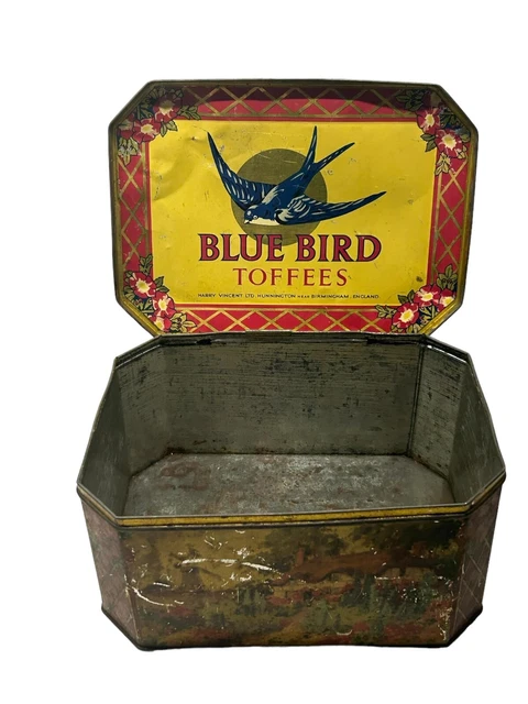 ANTIQUE LARGE BLUE Bird Toffees tin £65.00 - PicClick UK