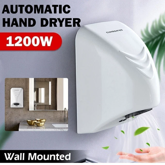 1200W HAND DRYER Wall Mounted Electric Automatic Fast-Warm Air Drier ...