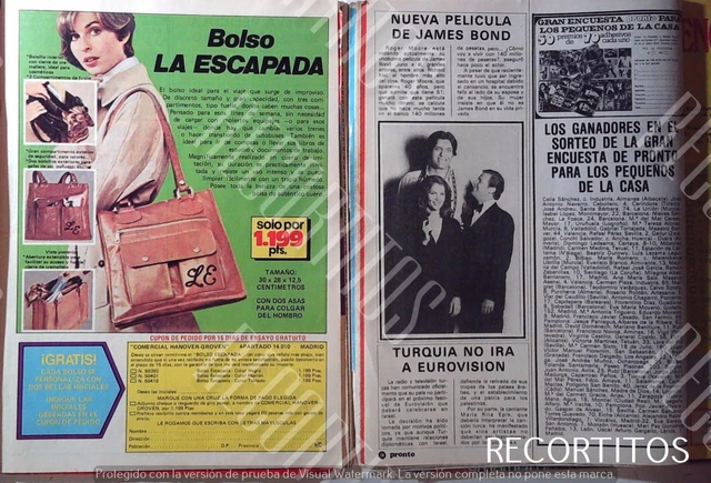 CLIPPINGS RICHARD KIEL Roger Moore James Bond 007 Barbara Bach La Espia ...