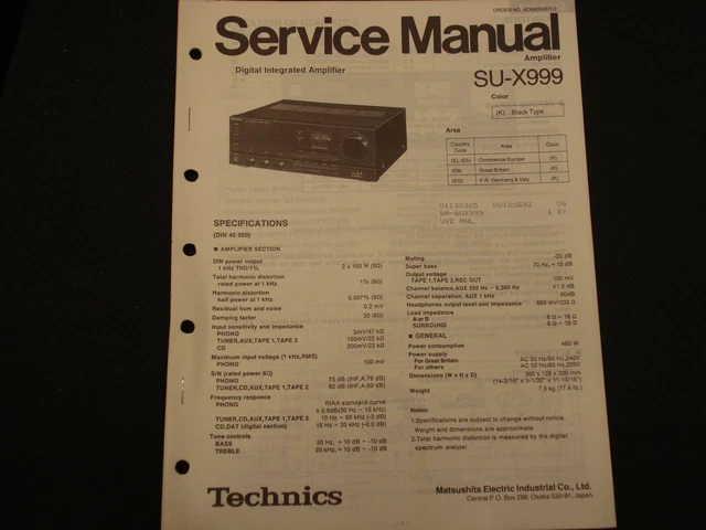 ORIGINAL SERVICE MANUAL Schaltplan Technics SU-X102 EUR 12,50 - PicClick DE