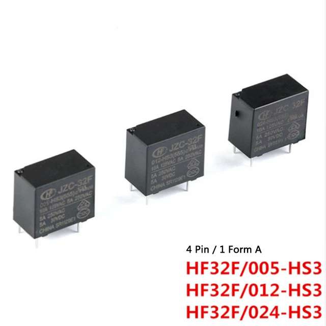 DC 5V 12V 24V PCB Relay 4 Pin 5A White Power Relay 1 Form A HF49FD ...