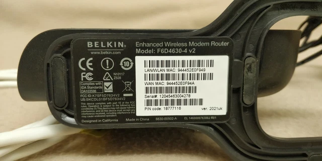 BELKIN ENHANCED WIRELESS Modem Router, F6D4630-4 V2, WIFI Router, A+ £3 ...