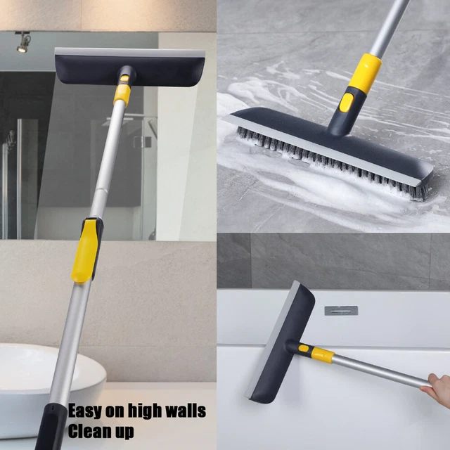 LONG HANDLE FLOOR Scrub Deck Brush Push Broom Stiff Bristle Brush ...
