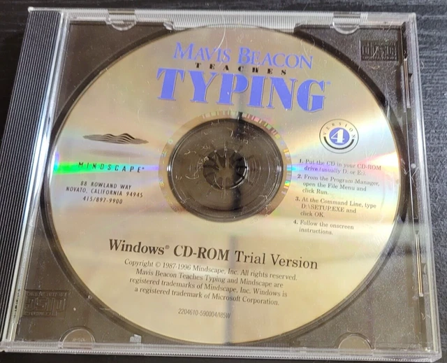 VINTAGE PC SOFTWARE Mavis Beacon Teaches Typing Cd-Rom Windows Trial ...