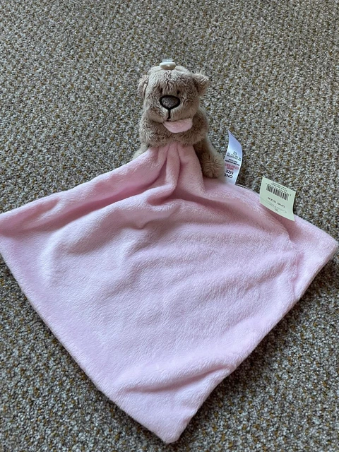 GEORGE ASDA - Pink Brown Teddy Bear Baby Comforter Blankie Soother Soft ...