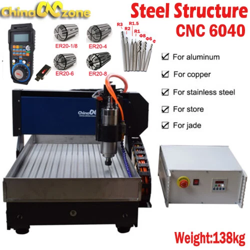 STEEL STRUCTURE CNC 6040 3axis 2.2KW Router Engraver CNC Engraving DIY ...