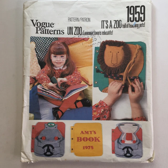 VOGUE 1959 BUSY Learning Fabric Fiddle Book Animals Child Baby New ...
