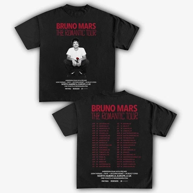 BRUNO MARS THE Romantic 2026 Tour Tee, Bruno Mars Unisex T-Shirt ...