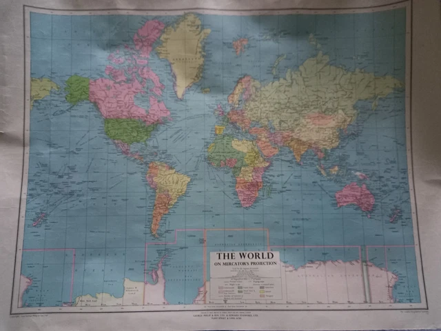 VINTAGE MAP OF The World 1956 Wall Chart George Philip £14.99 - PicClick UK