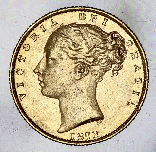 QUEEN VICTORIA SHIELD Back 1873 Full Gold Sovereign - 7.98g Of 22ct ...