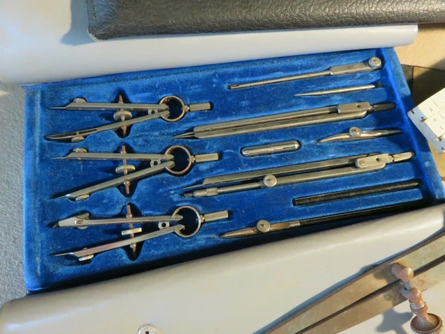 Vintage Tacro Drafting Tool Set Keuffel Esser Ruler General Protractor