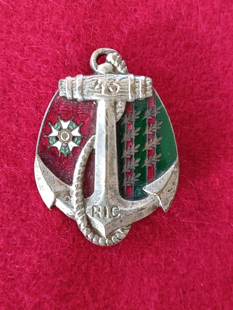 INSIGNE ÉMAIL ANCIEN 43 RIC infanterie coloniale Drago Paris 25 Beranger EUR 10,00 - PicClick FR