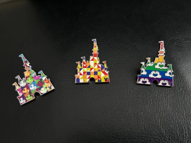 DISNEY WORLD 2025 wave B castle pins includes rainbow, geometric & pop ...