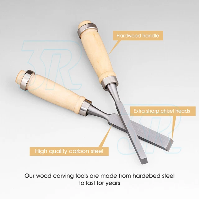 PROFESSIONAL PACK -12 Wood Carving Gauge Chisel Woodworking Hand Tool ...