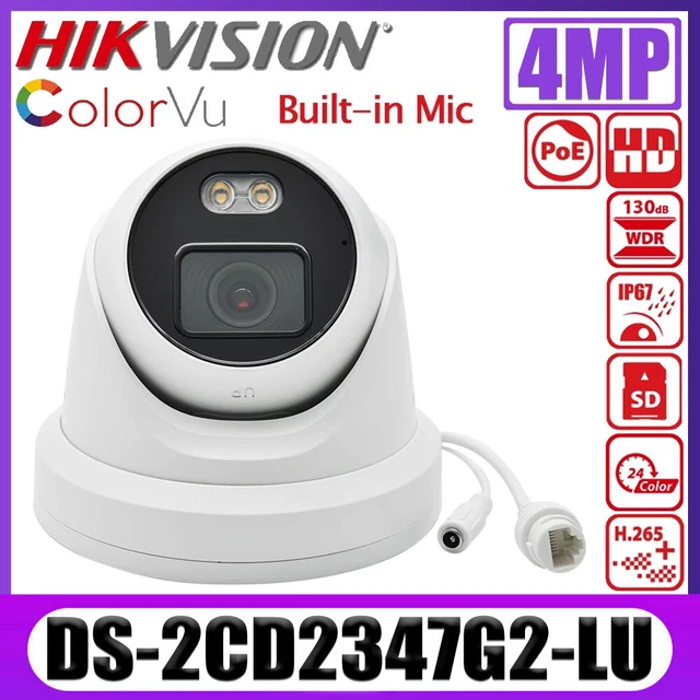 HIKVISION DS-2CD2347G2-LU 4MP ColorVu Turret Network POE Built in Mic IP Camera EUR 123,82 ...