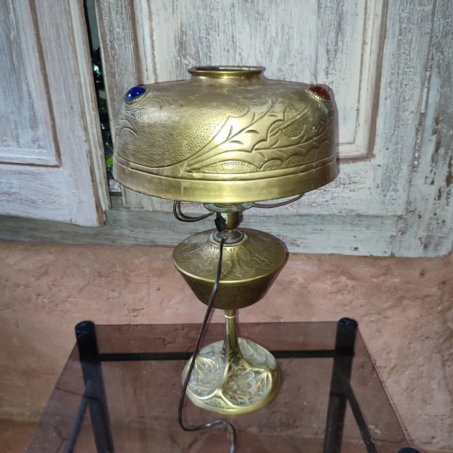 LAMPE SIGNÉE GEORGES LELEU Parisienne Art nouveau Bronze et laiton EUR ...