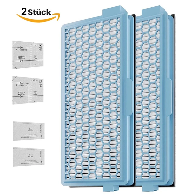 2 HEPA FILTER+2 Motorschutzfilter+2 Super Airclean Filter für Miele ...