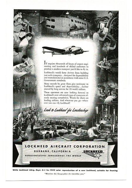 1939 LOCKHEED AIRCRAFT Lodestar Airplane manufacturing scenes Vintage ...