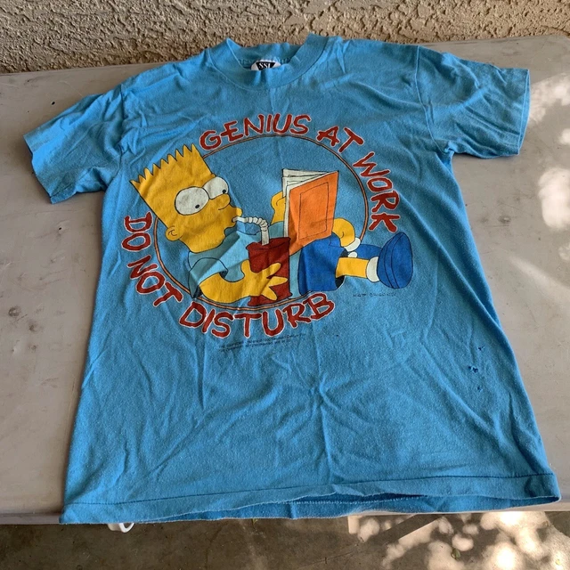 VINTAGE BART SIMPSON Tshirt Small Genius At Work 1990 **READ ...