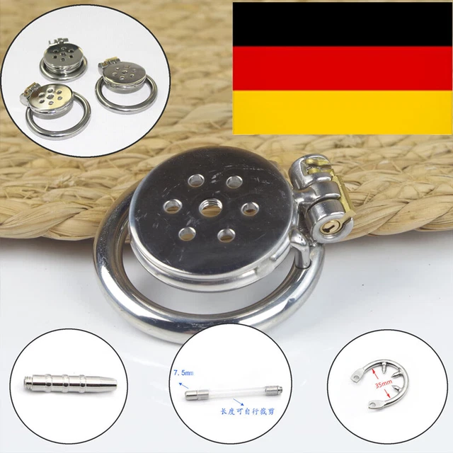 MÄNNER SMALL KEUSCHHEITSKÄFIG Abschließbar Peniskäfig mit Dilator Penisplug Tube EUR 22,48 ...