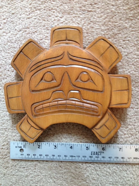 NORTHWEST COAST First Nations Indigenous Art - Yellow Cedar Sun Carving ...