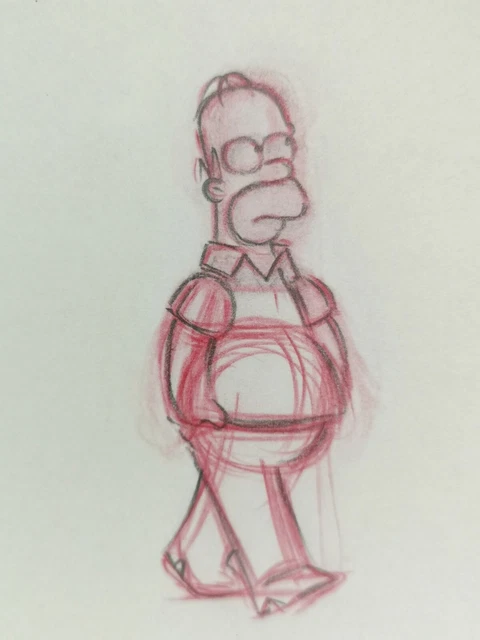 HOMER SIMPSON PRODUCTION Drawing The Simpsons Animated Studio Art TV ...