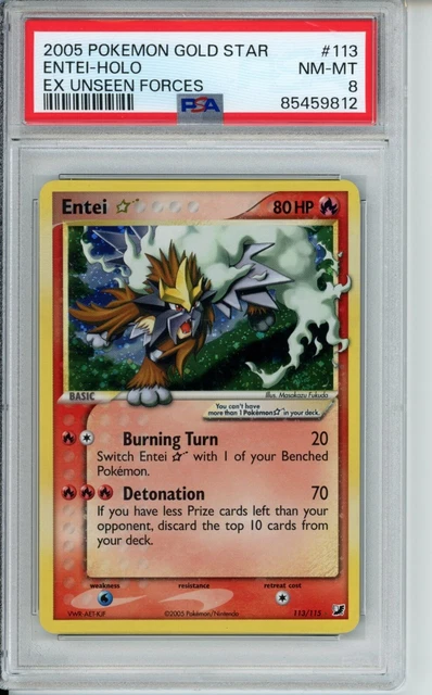 ENTEI GOLD STAR PSA 8 - Pokémon 2005 EX Unseen Forces 113/115 - PRESQUE ...