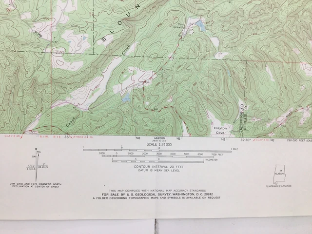 VINTAGE REMLAP QUADRANGLE Alabama Geological Survey Map 1960 ...