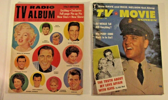 1958 TV MOVIE Screen Magazine & 1962 TV Radio Album Magazine - ELVIS ...