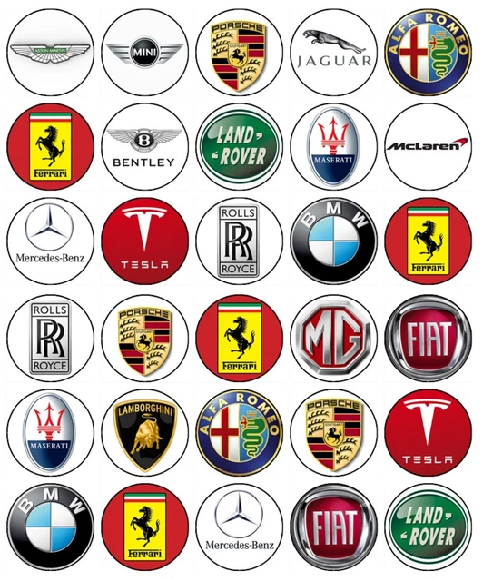 CAR LOGO'S CUPCAKE Toppers Edible Wafer Birthday Cake Car Decorations ...