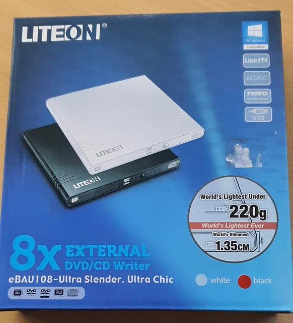 LITEON EBAU108 EXTERNAL USB 8X DVD/CD writer Black £20.00 - PicClick UK