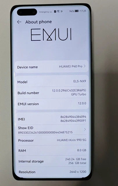 HUAWEI P40 PRO ELS-NX9 256GB 8GB RAM Dual SIM (Black) Excellent ...