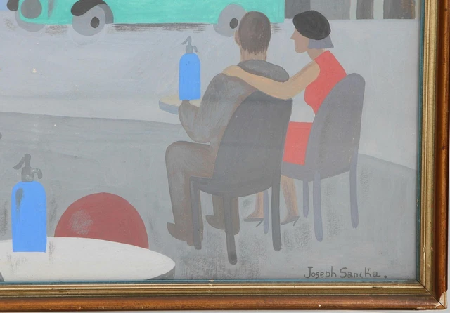 ART DECO - Mid Century Joseph Sancha Painting FRENCH STREET SCENE Circa ...