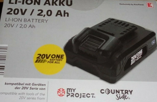 COUNTRY SIDE/MY PROJECT 20V Series AKKU 20V LI-Ion AKKU,2.0Ah,NEU! £25. ...