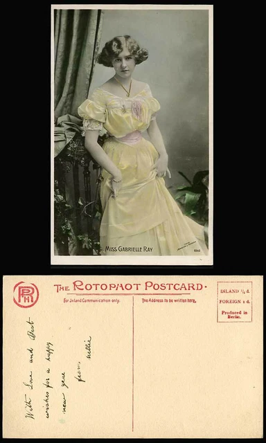 EDWARDIAN BRITISH ACTRESS Miss GABRIELLE RAY Old Hand Tinted Real Photo Postcard $10.43 ...
