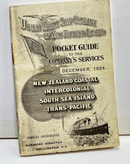 ORIGINAL UNION STEAM Ship Co New Zealand Pocket guide For December 1924 ...