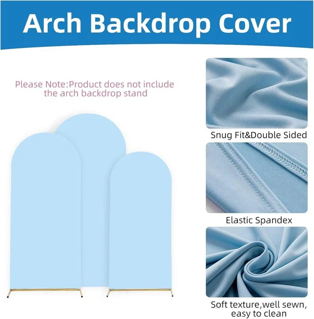 ARCH BACKDROP COVER Set of 3 (4FT, 5FT, 6FT) Wedding Arch Cover Spandex ...