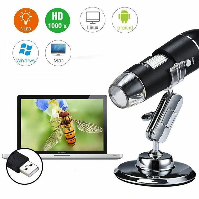 8 LED 1000X 10MP USB Digital Microscope Endoscope Magnifier Camera with ...