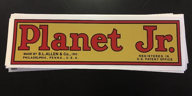 PLANET JR. DECAL Walking Tractor BP1 Plow 10-1/4" Antique Gold Red ...