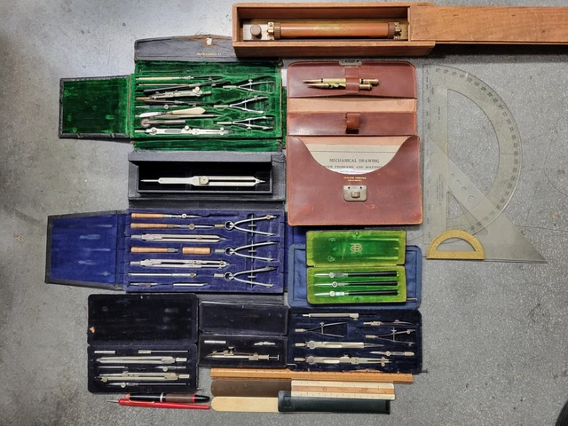 VINTAGE ENGINEERING TECHNICAL Drafting Drawing Survey Instrument Set ...