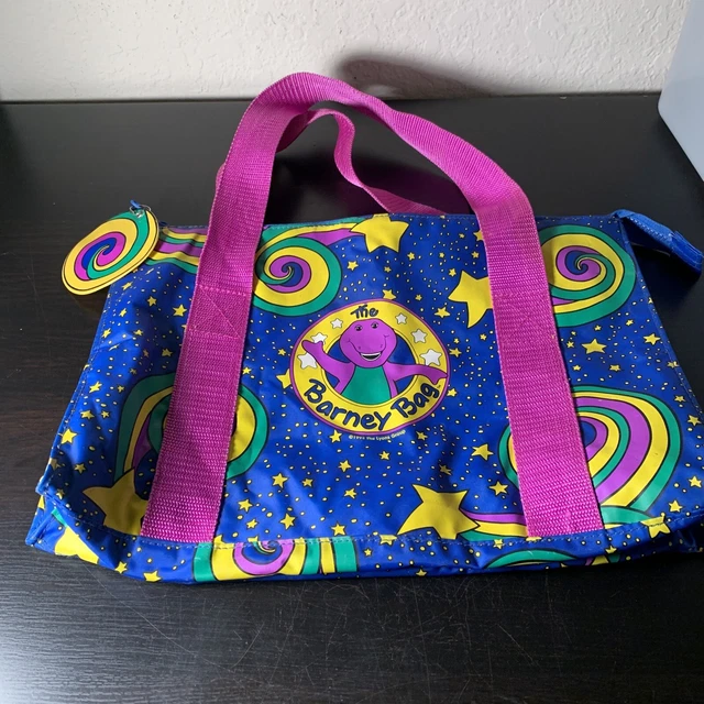 VINTAGE BARNEY THE Dinosaur 94' Bag Lyons Group Vinyl Duffle Zipper Bag ...