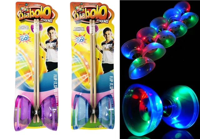 DIABOLO SET LAGER Holzstäbe Diablo Spielzeug mit Licht EUR 18,17 ...