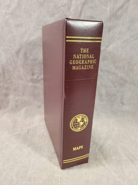 NATIONAL GEOGRAPHICS MAP Holder EMPTY Faux Leather Gold Print Slip ...